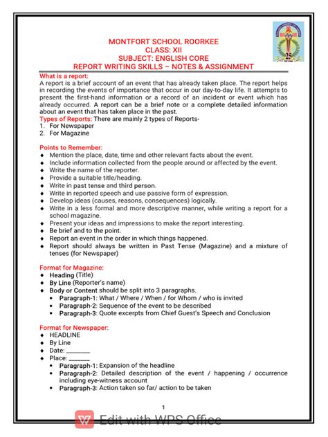 Report Writing Skills Notes And Assignment Pdf