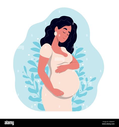 Healthy Pregnancy Beautiful Pregnant Black Woman Hugs Her Belly The