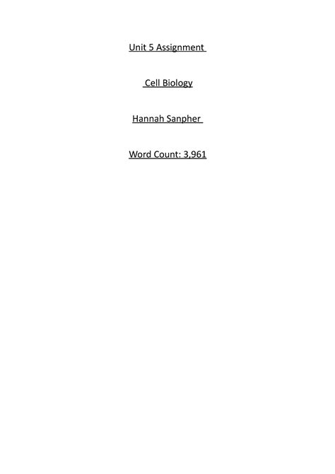 Unit 5 Assignment Cell Biology Final Access To He Diploma In Nursing