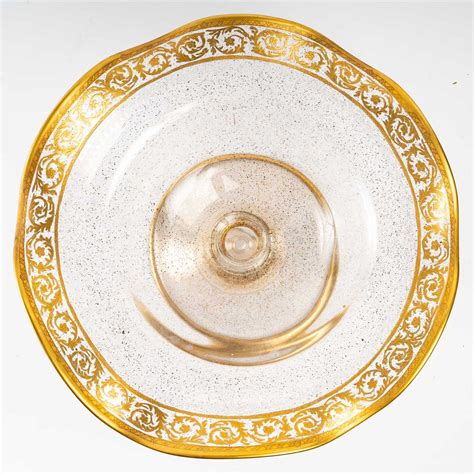 Clea Glass And Gold Rim Fruit Bowl For Sale At Pamono