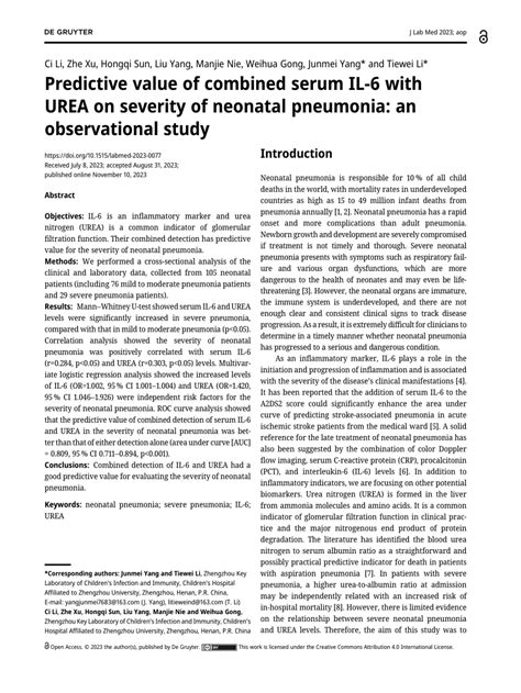 Pdf Predictive Value Of Combined Serum Il 6 With Urea On Severity Of