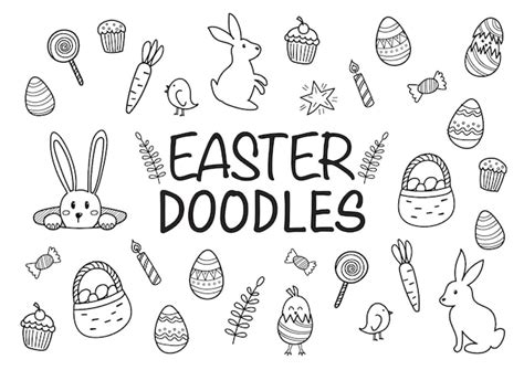 Premium Vector Easter Doodles Hand Drawn Icons