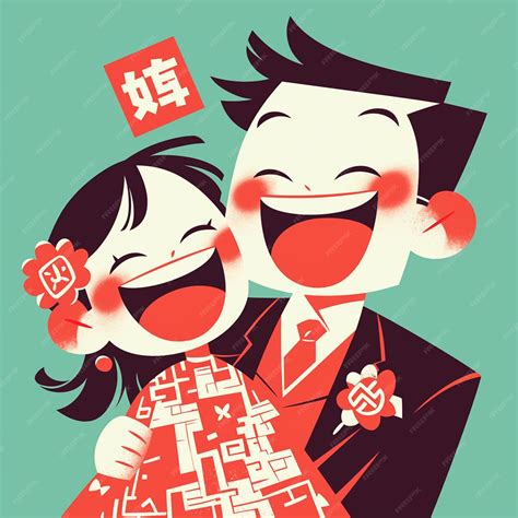 Premium Vector Red Double Happiness Character For Weddings