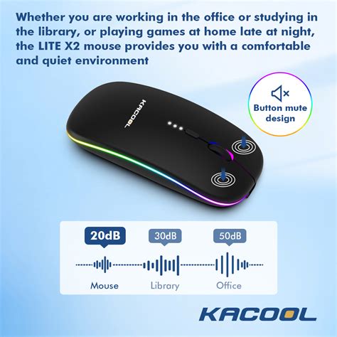 Kacool 24g Wireless Rechargeable Charging Mouse Ultra Thin Silent Click Office Bluetooth Mouse