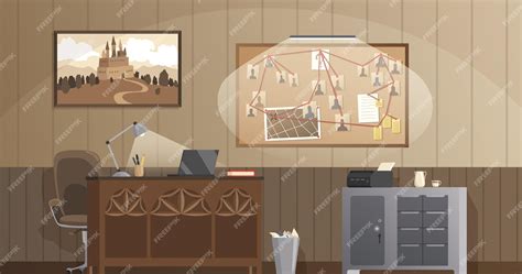 Premium Vector Detective Office Interior Crime And Criminal Evidence