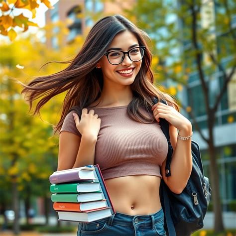 Chic Campus Vibes Fashionable Brunette College Girl