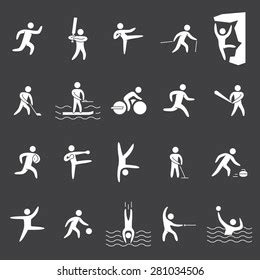Black Silhouettes Figures Athletes Popular Sports Stock Vector Royalty