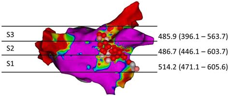 median ai values for each of the 3 mal segments for detecting a scar