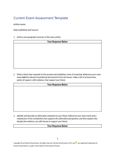Current Event Analysis Template Pdf