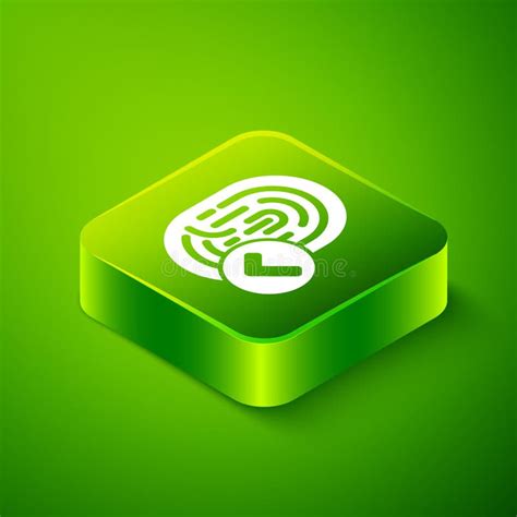 Isometric Fingerprint Icon Isolated On Green Background Id App Icon