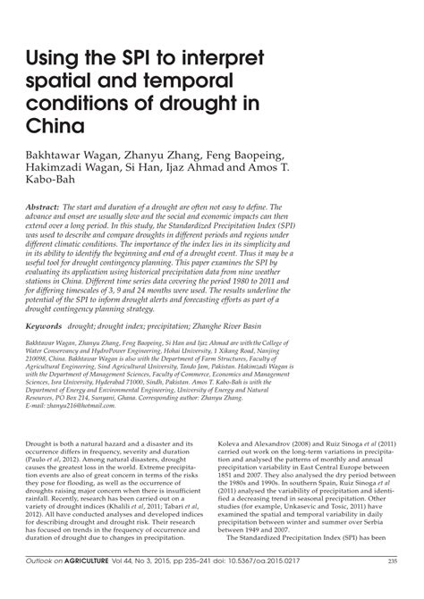 Pdf Using The Spi To Interpret Spatial And Temporal Conditions Of