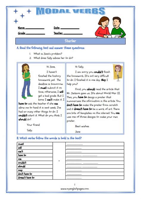 A Comprehensive Downloadable Modal Verbs Worksheet Pdf My English Pages