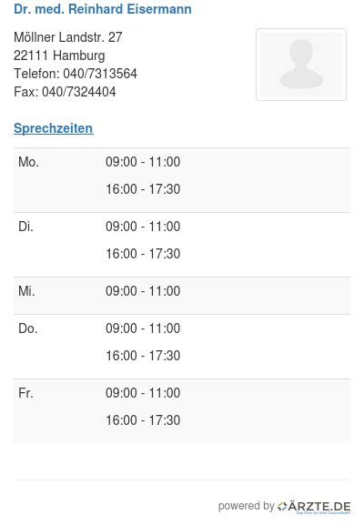 Dr Med Reinhard Eisermann In 22111 Hamburg Fa Für Allgemeinmedizin ärzte De