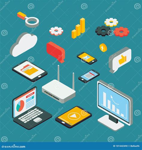 Isometric Technologies Set Stock Vector Illustration Of Communication