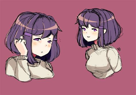 Yuri With Short Hair 3 [oc Fanart] R Ddlc