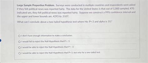 Solved Large Sample Proportion Problem Surveys Were