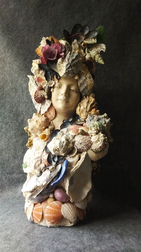 Sea Goddess Shell Art Sculpture Female Bust Original Art By Liv