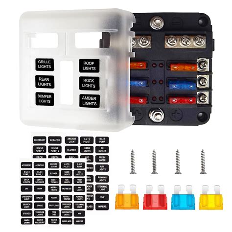 6 Way Fuse Block 12v Waterproof Boat Fuse Panel