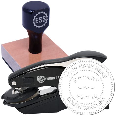 South Carolina Notary Public Seal Embosser And Round Notary Stamp Package