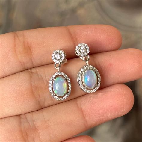 Genuine Opal Earrings 925 Sterling Silver Ethiopian Opal Dangle