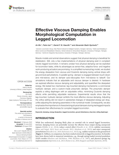 pdf effective viscous damping enables morphological computation in