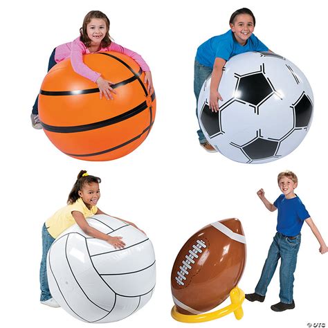 Inflatable Jumbo Sports Ball Assortment Kit 4 Pc Oriental Trading