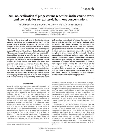 Pdf Immunolocalization Of Progesterone Receptors In The Canine Ovary