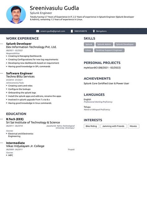 sreenivasulu s resume pdf application software computer engineering