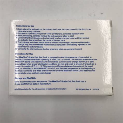 Henry Schein 570 0309 Maxitest Bowie Dick Test Pack Gb Tech Usa