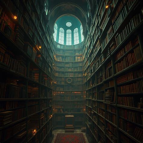 Ethereal Library Sanctuary In Warm Dim Lighting Ai Art