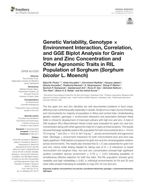 Pdf Genetic Variability Genotype × Environment Interaction Correlation And Gge Biplot