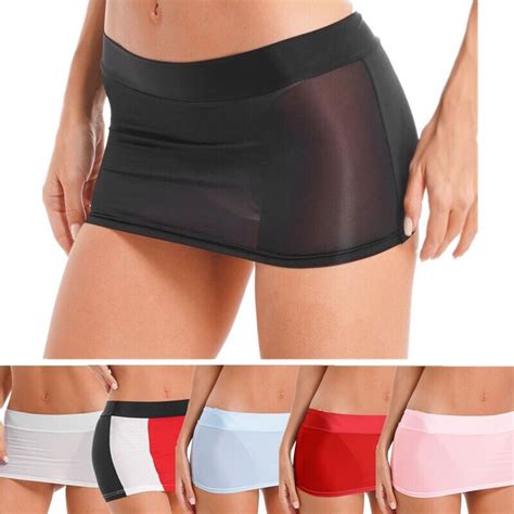 Womens Sheer Ultra Short Skirts See Through Low Waist Micro Mini Skirt