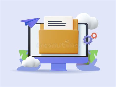 Yellow Folder With Files File Transfer Concept Yellow Folder With