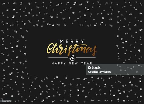 보석 보석 크리스마스 배경입니다 필기 텍스트 메리 크리스마스와 새해 복 구 Xmas 인사말 카드 배너 웹 포스터 축제 분위기 벡터 일러스트레이션 12월 31일에 대한 스톡