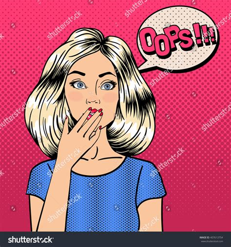 Surprised Woman Comic Style Pin Girl Stock Vector Royalty Free 407613754