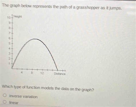 The Graph Below Represents The Path Of A Grasshopper As It Jumps Which