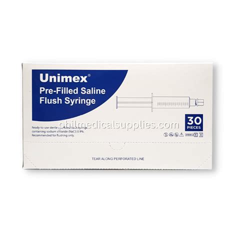 Pre Filled Saline Flush Syringe 10cc Unimex 30s Philippine Medical Supplies