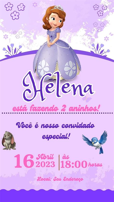 Convite Princesa Sofia Editável Grátis Personalize Gratis
