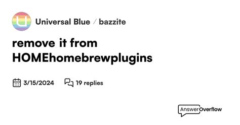 Remove It From `homehomebrewplugins` Universal Blue