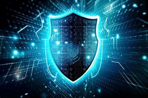 Security Net And Data Protection Concept With Digital Shield Symbol
