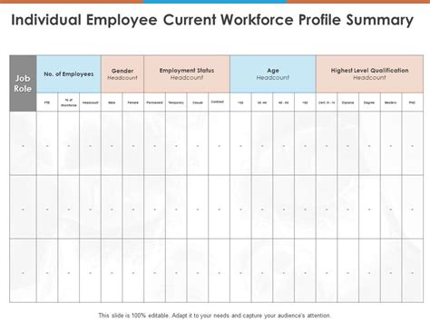 Individual Employee Current Workforce Profile Summary Ppt Powerpoint Presen