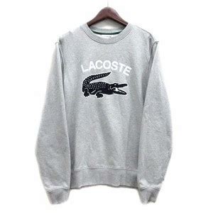 【中古】ラコステ Lacoste 2022fw ビッグロゴ クルーネック スウェット トレーナー 長袖 Sh9689 グレー M 美品 メンズ
