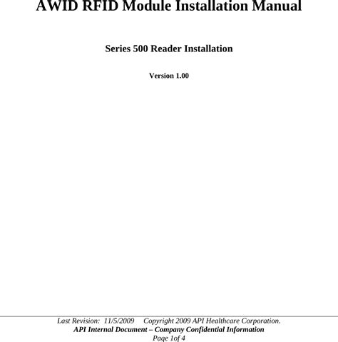 api healthcare proxaw01 rfid badge reader user manual awid rfid inst rev 100