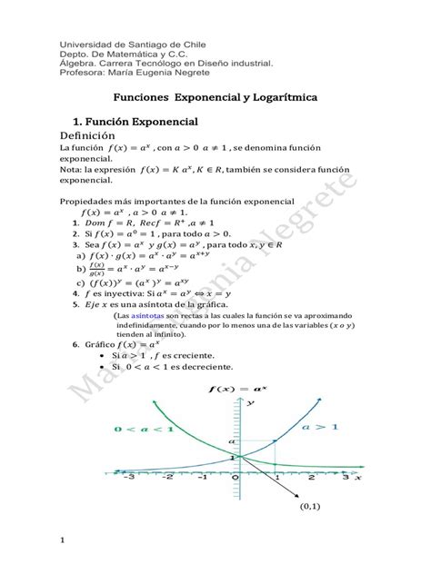 Funciones Exponenciales Y Logaritmicas Pdf Ecuaciones Logaritmo