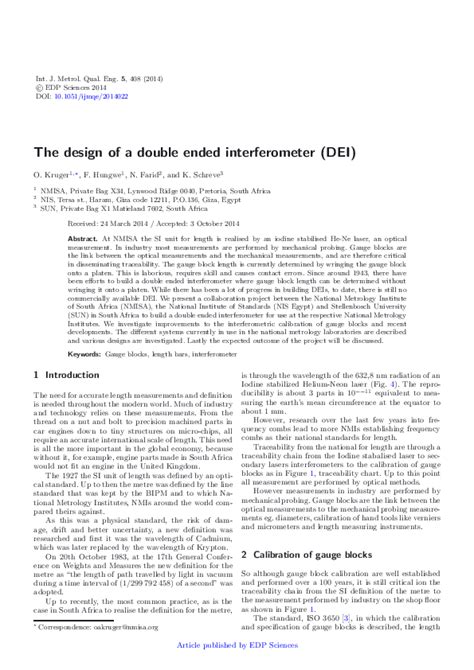 Pdf The Design Of A Double Ended Interferometer Dei