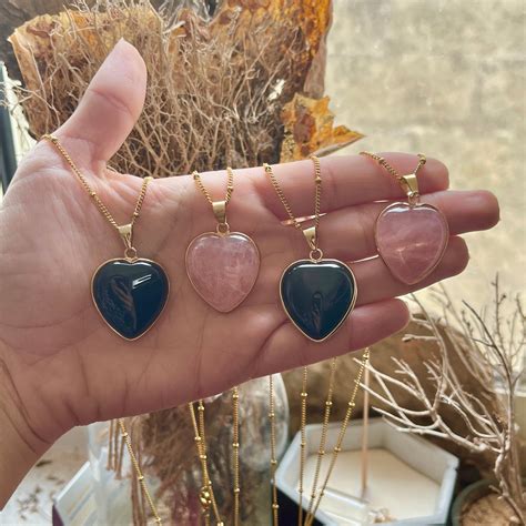 Gemstone Heart Pendant Necklace Mellowmoon