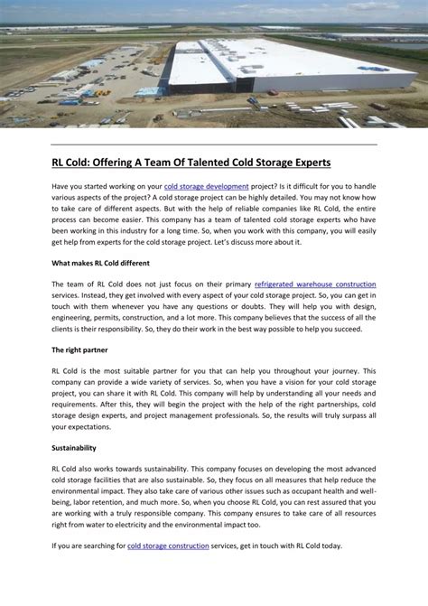 Ppt Rl Cold Offering A Team Of Talented Cold Storage Experts Powerpoint Presentation Id