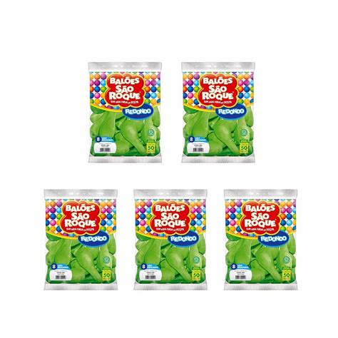 Balão De Festa Látex Liso 8 Verde Lima 5 Pacotes 250 Unidades Atacado São Roque