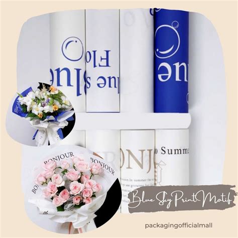 Jual Blue Sky Print Motif Cellophane Florist Paper Kertas Buket