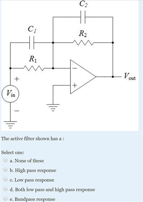 Solved The Active Filter Shown Has A Select One None Of